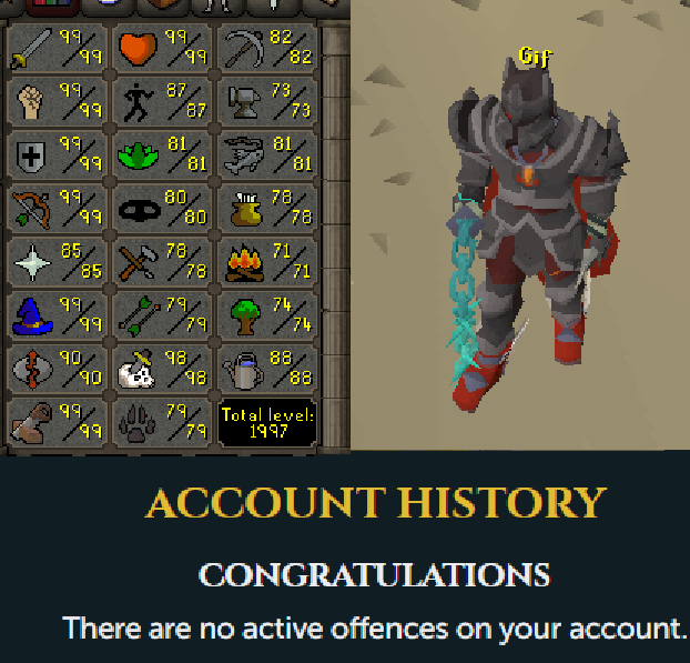 [Vouched] + Gif's end-game mains ☘️ (Maxed combat, infernal cape ...