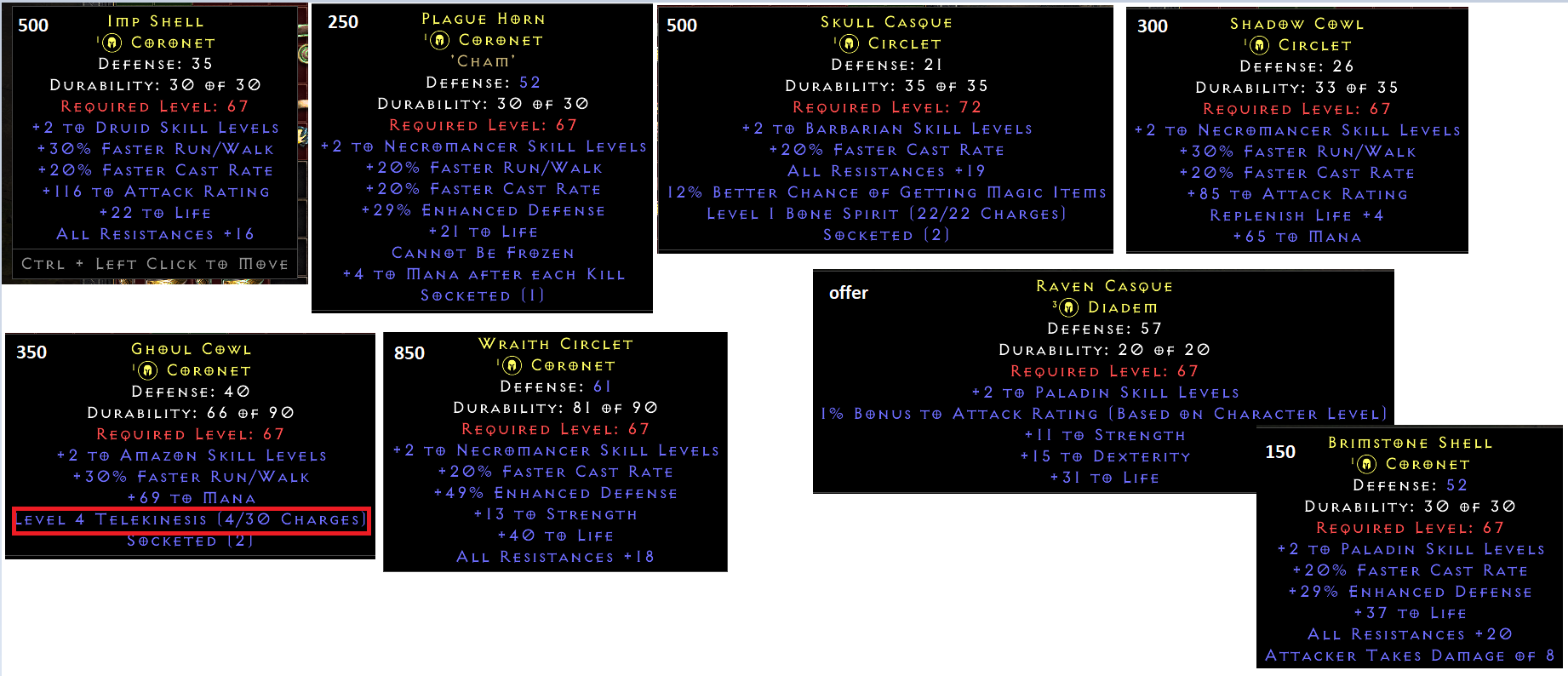 = Circlets For Sale = - Topic - d2jsp