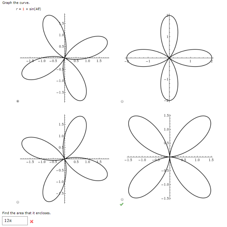 Solved Graph the curve. r = 1 + sin(4 theta) Find the area | Chegg.com