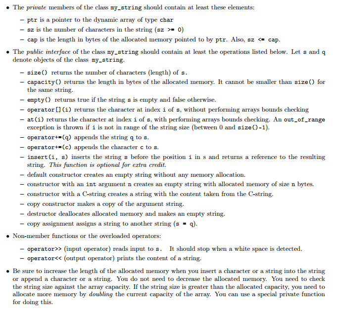 Solved The private members of the class my string should | Chegg.com