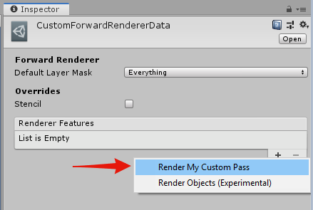 Example for adding custom render passes via renderer features for lightweight render pipeline ...