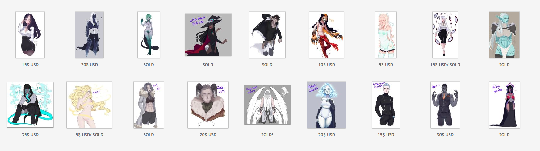 Selling character designs UPDATED! by SugarSkullTea on DeviantArt