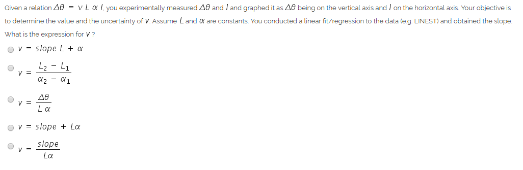 Solved Given a relation A0 = v Lal you experimentally | Chegg.com Solved Given a relation A0 = v Lal you experimentally | Chegg.com