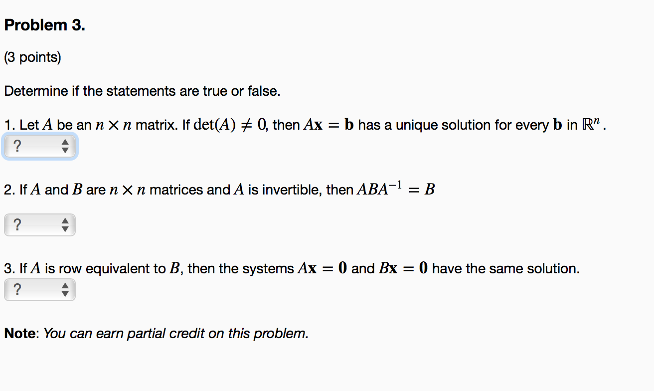 Solved Problem 3. (3 points) Determine if the statements are | Chegg.com