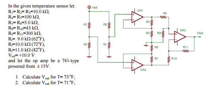Solved In the given temperature sensor let: R_1 = R_2 = R_3 | Chegg.com
