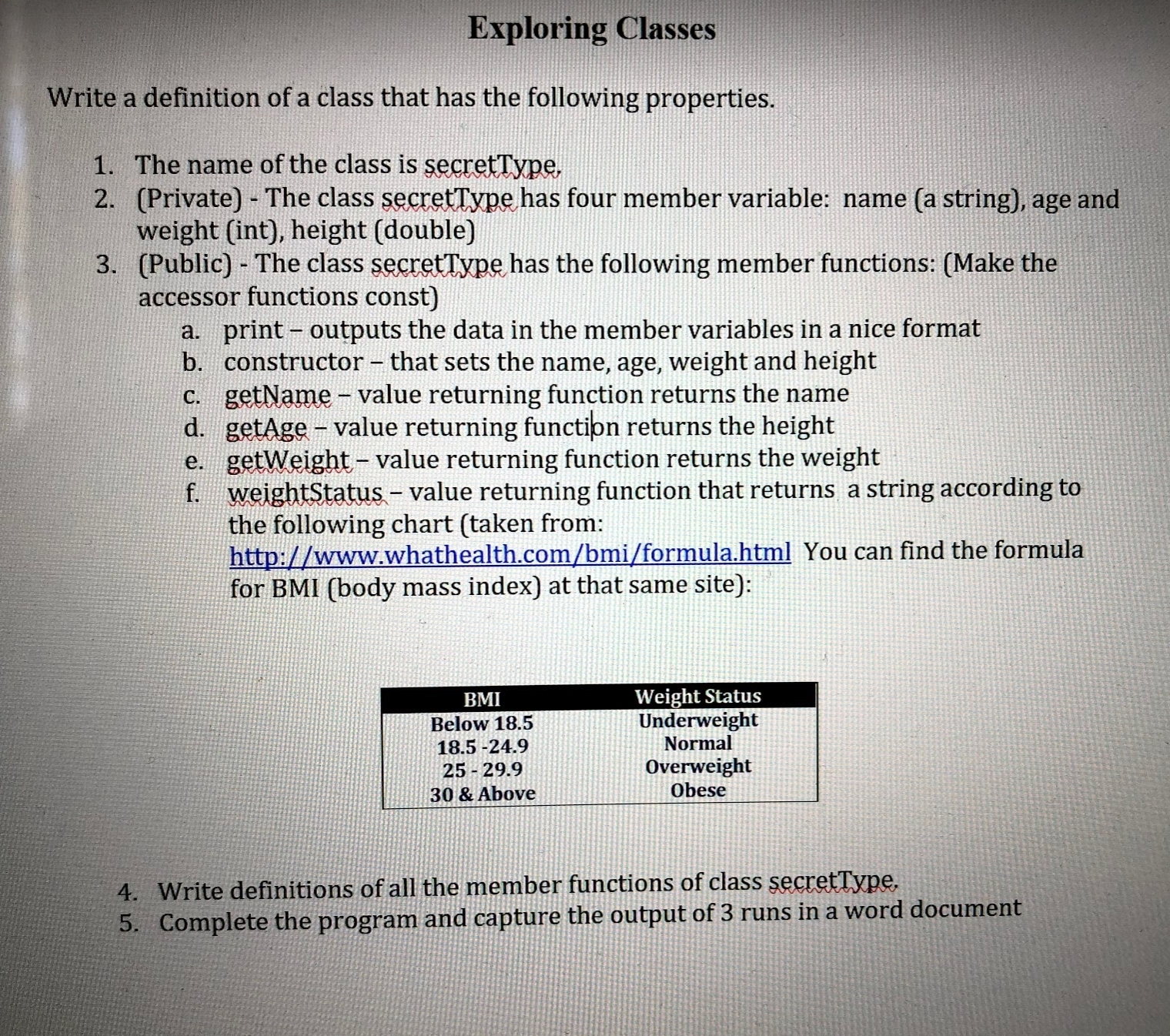 Solved Exploring Classes Write A Definition Of A Class That 5979