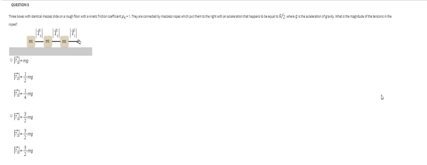 Solved QUESTION 5 Three boxes with identical masses slide on | Chegg.com