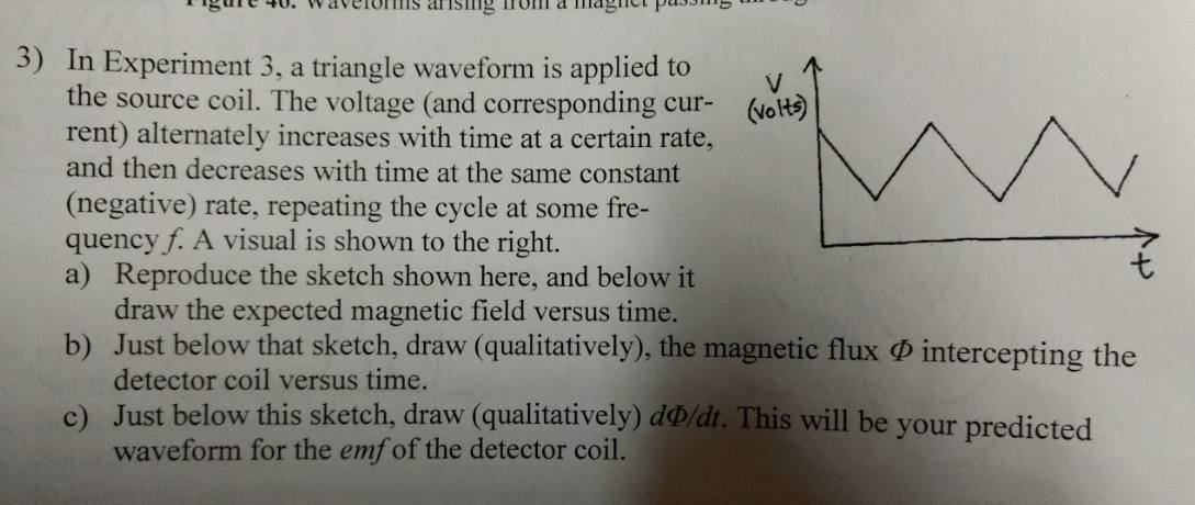 Solved 3) In Experiment 3, a triangle waveform is applied to | Chegg.com