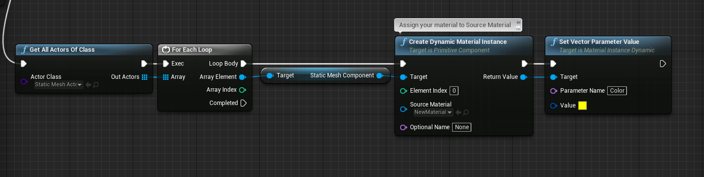 Is that possible set all static meshes in the scene as the Target of Dynamic material Instance ...