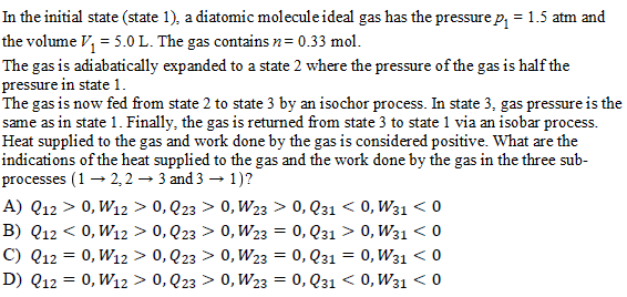 Solved In the initial state (state 1), a diatomic molecule | Chegg.com