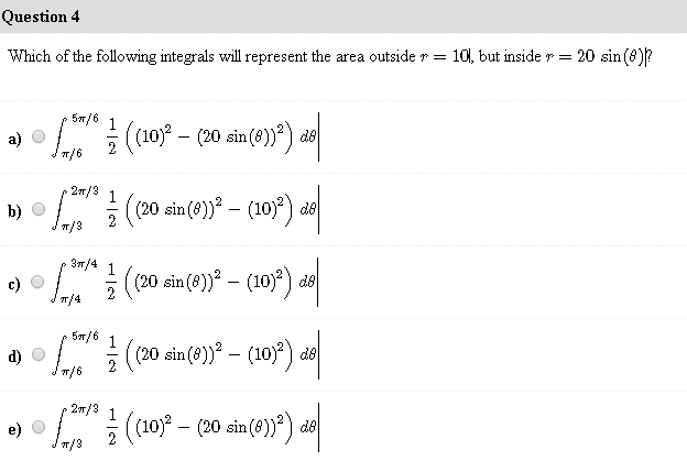 Solved Which of the following integrals will represents the | Chegg.com