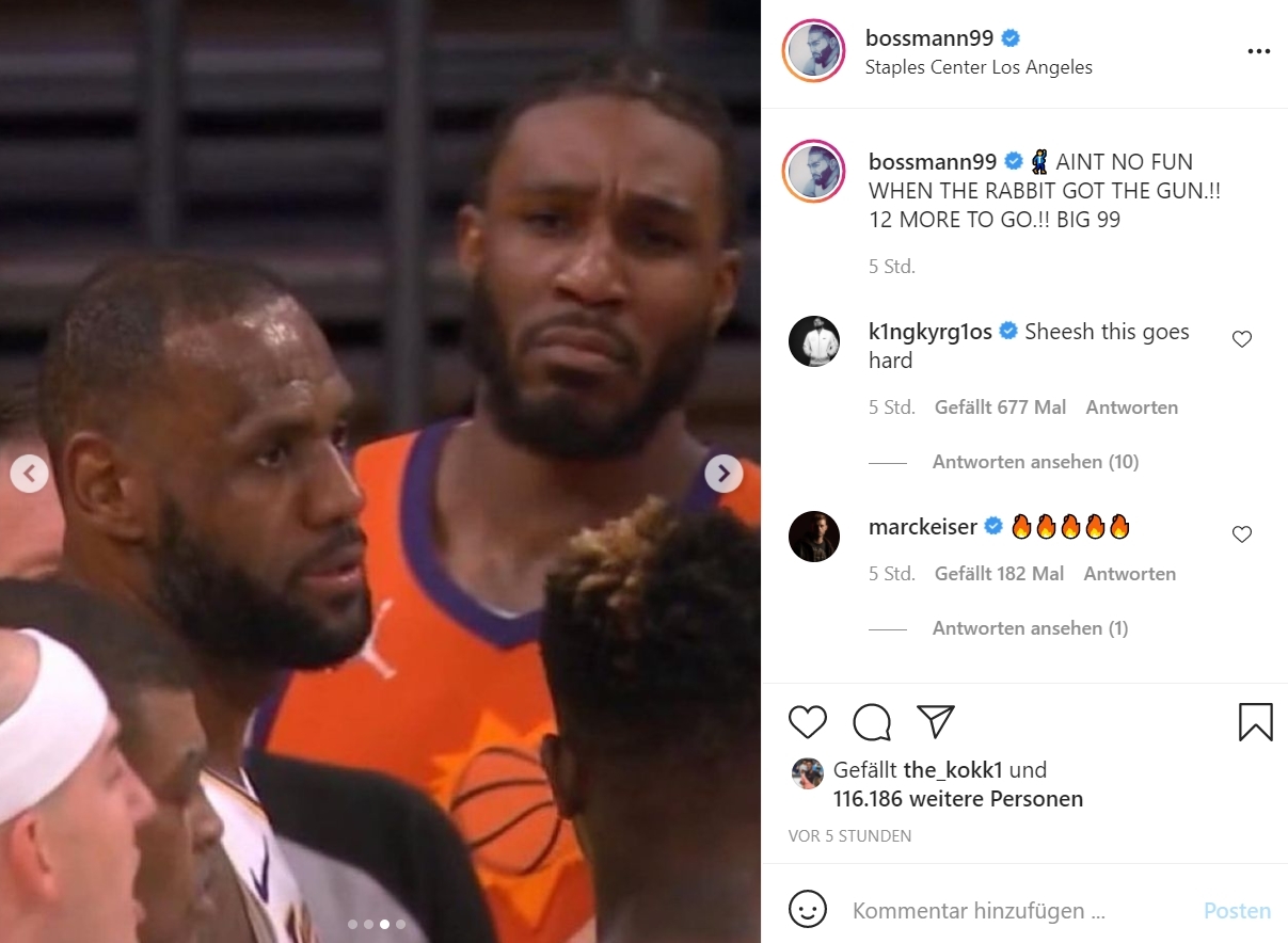 Jae Chowder ethers Lefraud James on Instagram