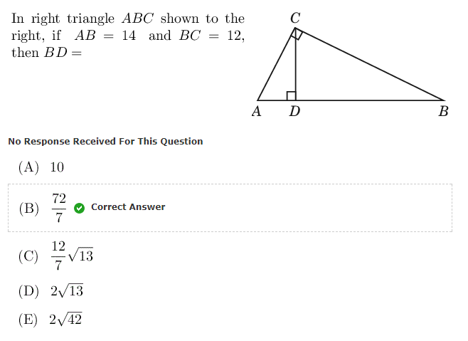 Solved In right triangle ADC shown to the right, if AB = 14 | Chegg.com