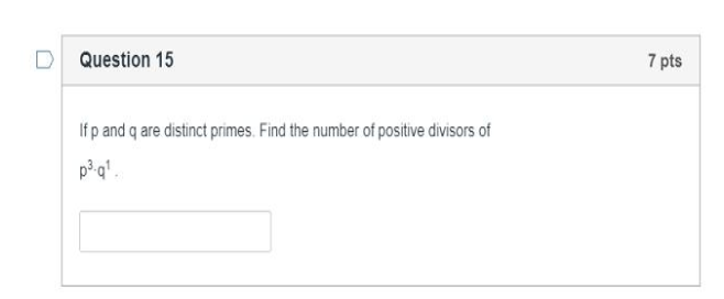 Solved DQuestion 15 7 pts If p and q are distinct primes. | Chegg.com