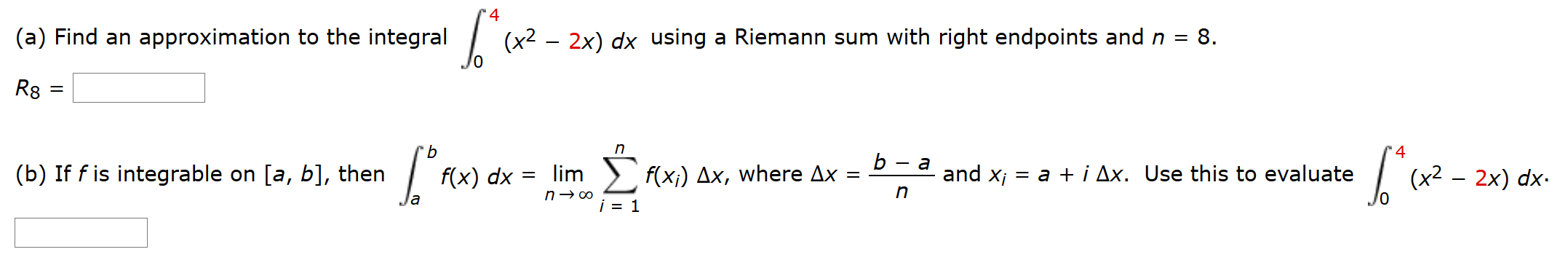 Solved 4 (a) Find an approximation to the integral(x2 - 2x) | Chegg.com