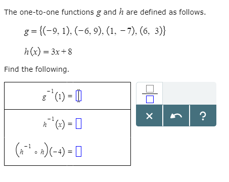 Solved The one-to-one functions g and h are defined as | Chegg.com