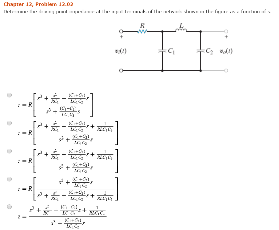Solved Chapter 12, Problem 12.02 Determine the driving point | Chegg.com