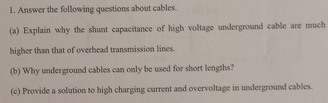 Solved Answer the following questions about cables. Explain | Chegg.com