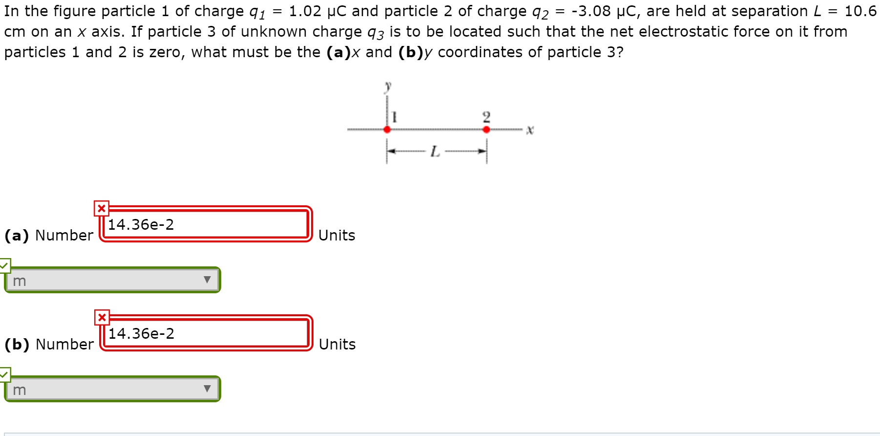 Solved In the figure particle 1 of charge q_1 = 1.02 mu C | Chegg.com