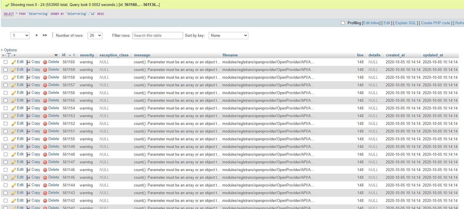 [BUG] Many error logs in tblerrorlog · Issue #101 · openprovider/Openprovider-WHMCS-domains · GitHub