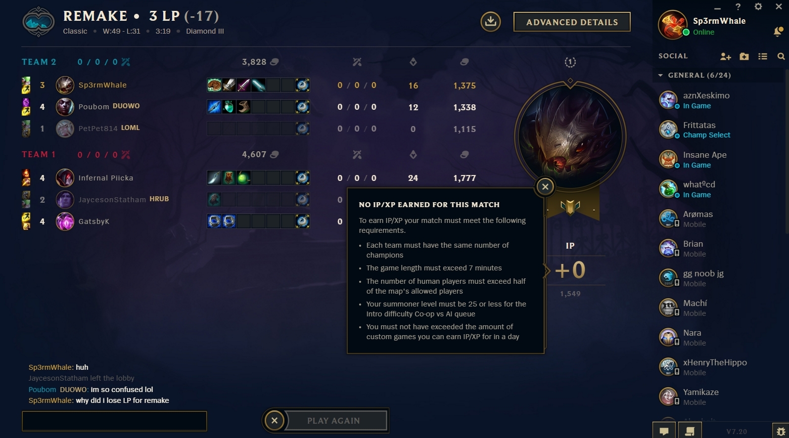 Why did i lose LP for a remake? : r/leagueoflegends