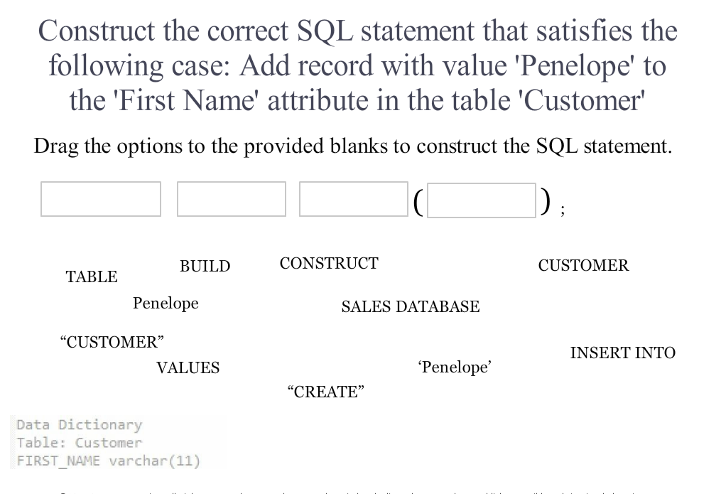 Solved Construct The Correct Sql Statement That Satisfies