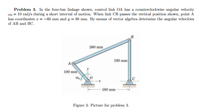 Solved In the four-bar linkage shown, control link OA has a | Chegg.com