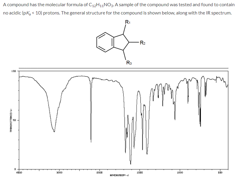 Solved A compound has the molecular formula of C12H11NO3. A | Chegg.com