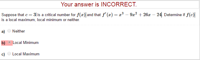 Solved Suppose that c = 3| is a critical number for f(x)|and | Chegg.com