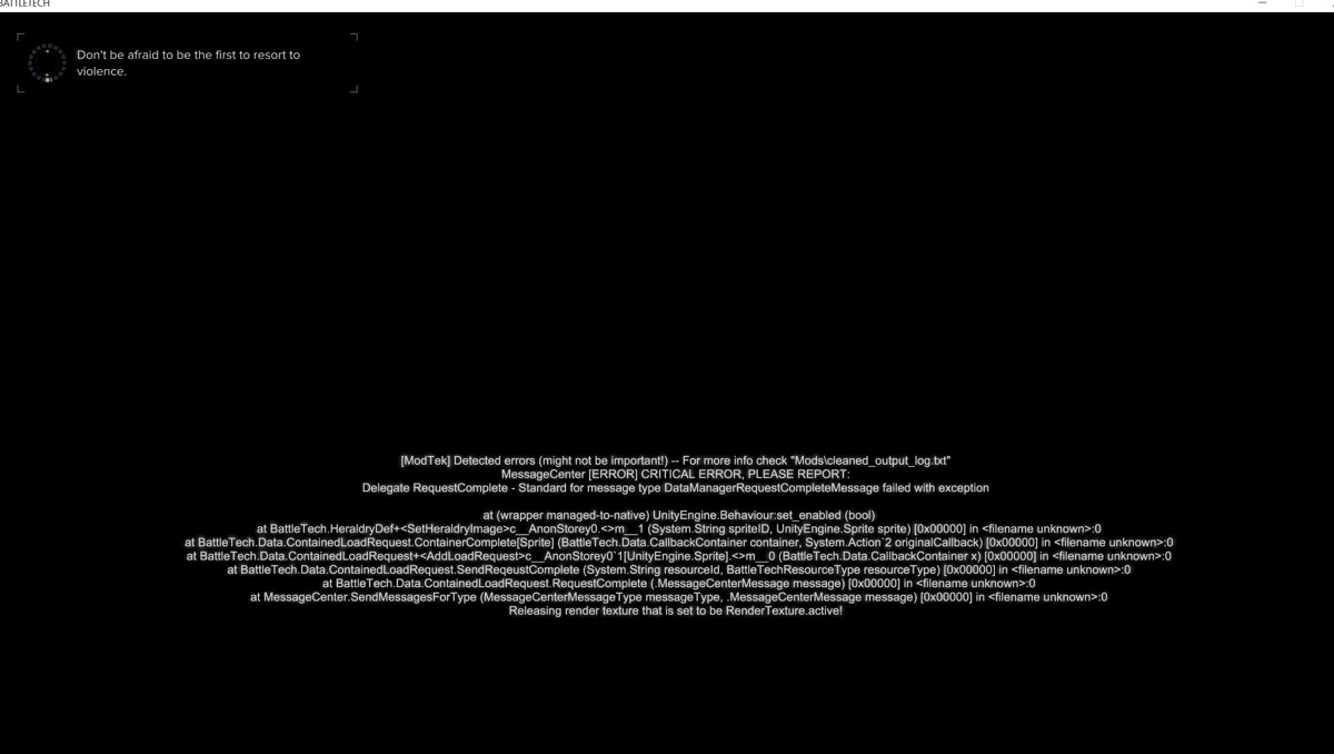Option to disable loading screen warning messages · Issue #111 · BattletechModders/ModTek · GitHub