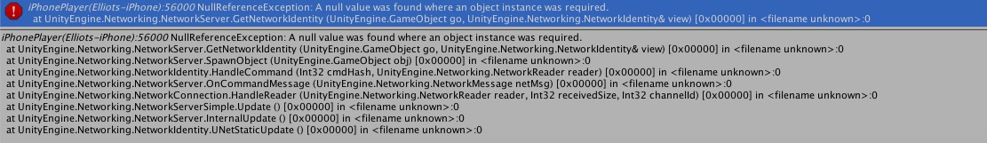 Solved 2d Multiplayer Error Ready With No Player Object And Nullreferenceexception A Null