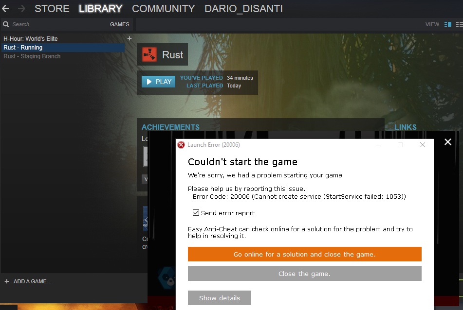 Launch error (friend just bought rust) : r/playrust