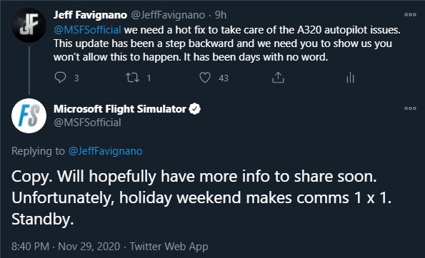Any Solution to A320 AP Bug Yet? - Page 20 - Resolved - Microsoft Flight Simulator Forums